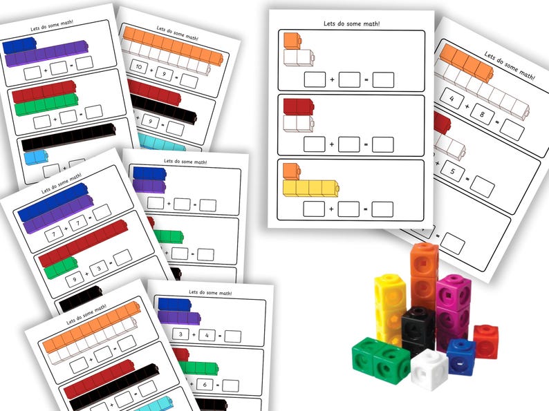 Addition With Snap Cubes 37 Cards, Math Centers, Counting Activity ...