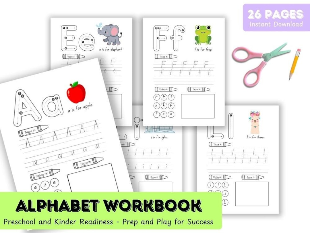 Alphabet Workbook | Preschool Activity, Coloring, Fine Motor ...