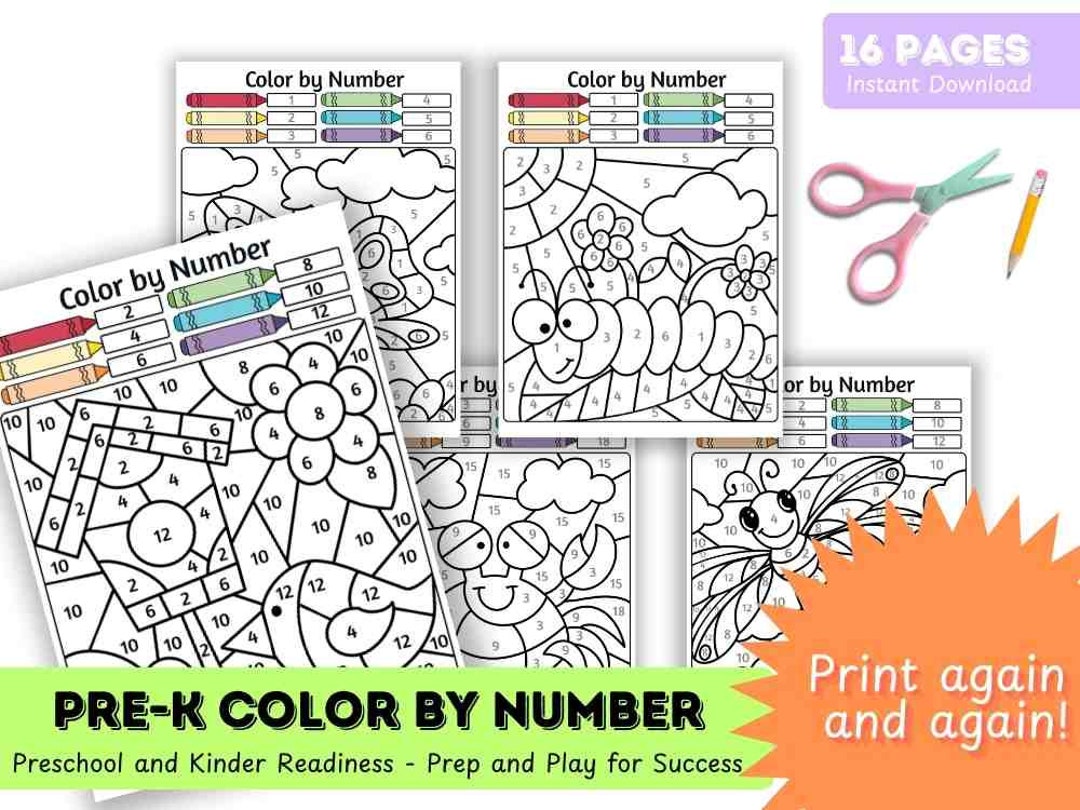 Beginner Color by Number Printable Worksheet, Educational Activities ...