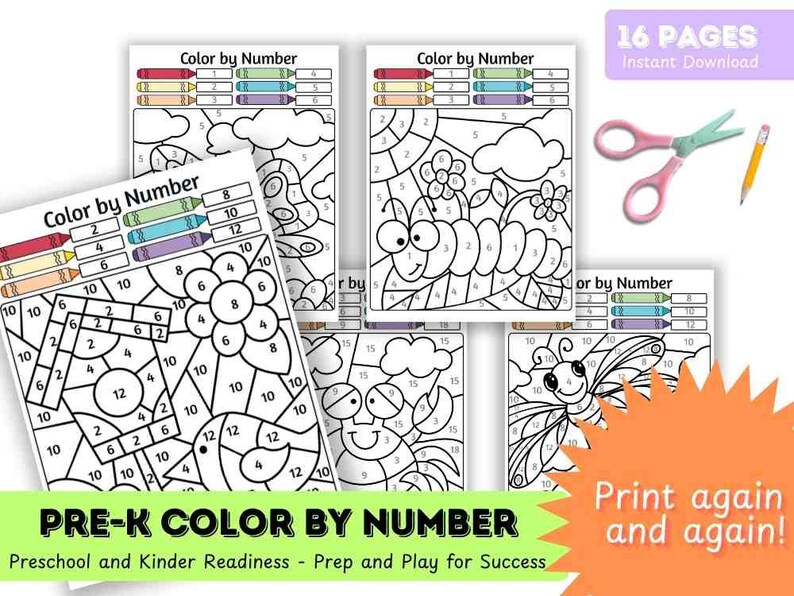 Beginner Color by Number Printable Worksheet, Educational Activities ...
