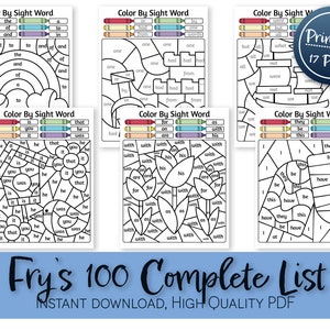 Pre-k Sight Words Printable Worksheets, Fry's 100, Educational ...