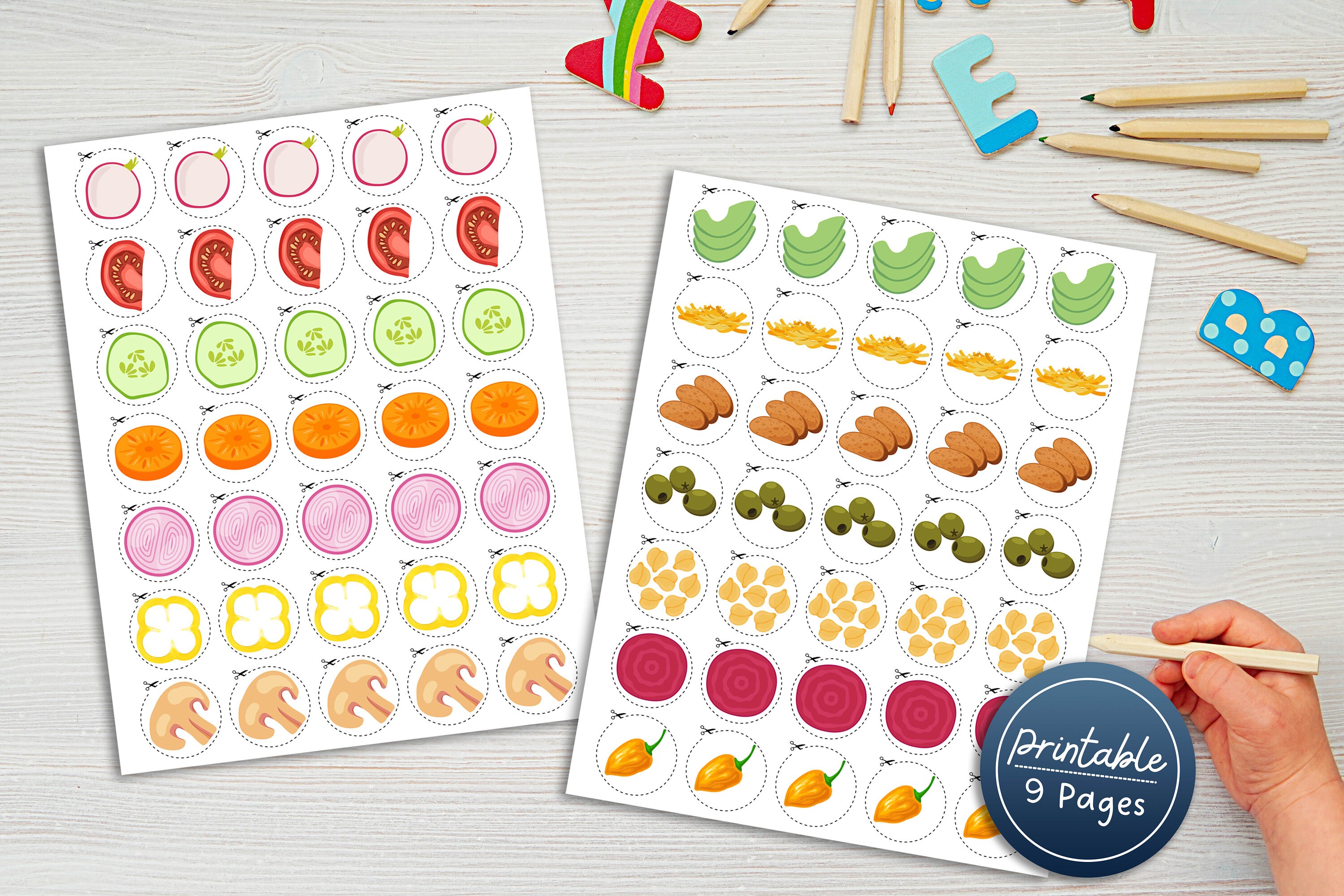 Salad Recipe Pretend Play | Pre-school Activity Counting Game Match ...