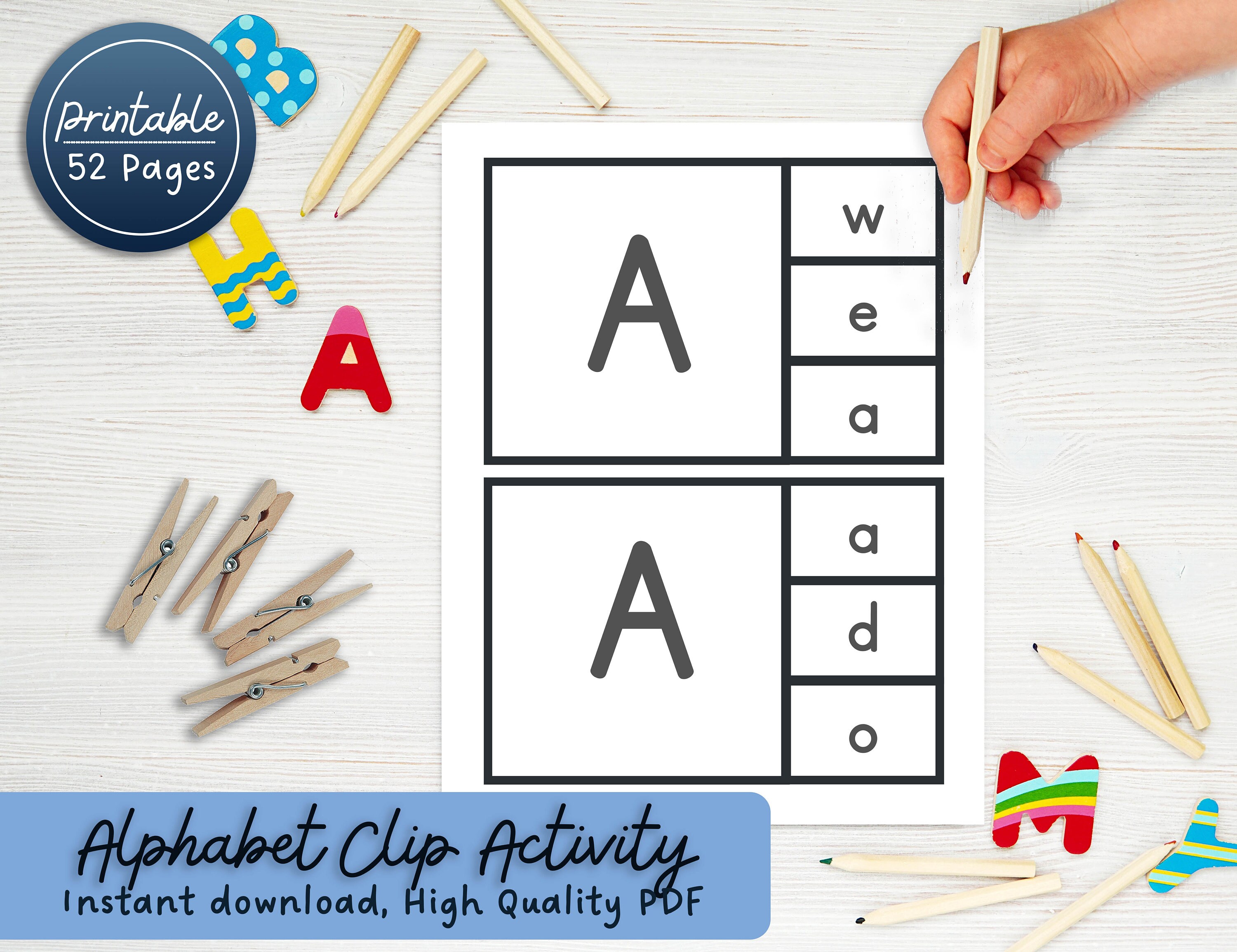 Alphabet Clip Cards Peg It Flash Cards, Peg It, Clip Cards, Educational ...