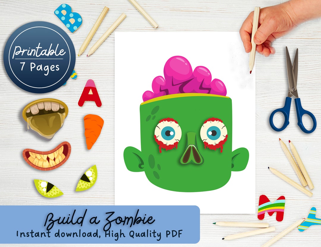 Build a Zombie | Cut and Paste Fall Activity Cutting Practice Toddler ...