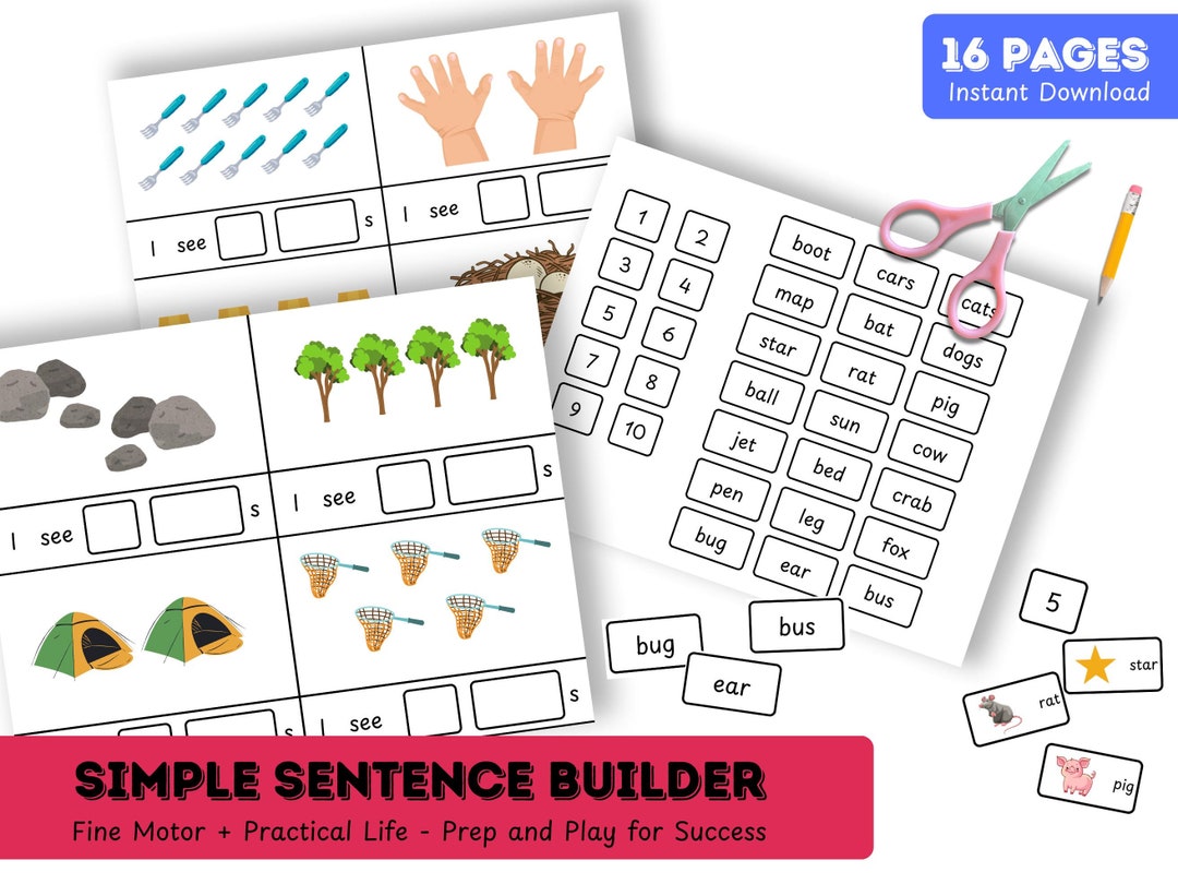 Sentence Builder Activity, Literacy Activity, Reading, Literacy Center ...