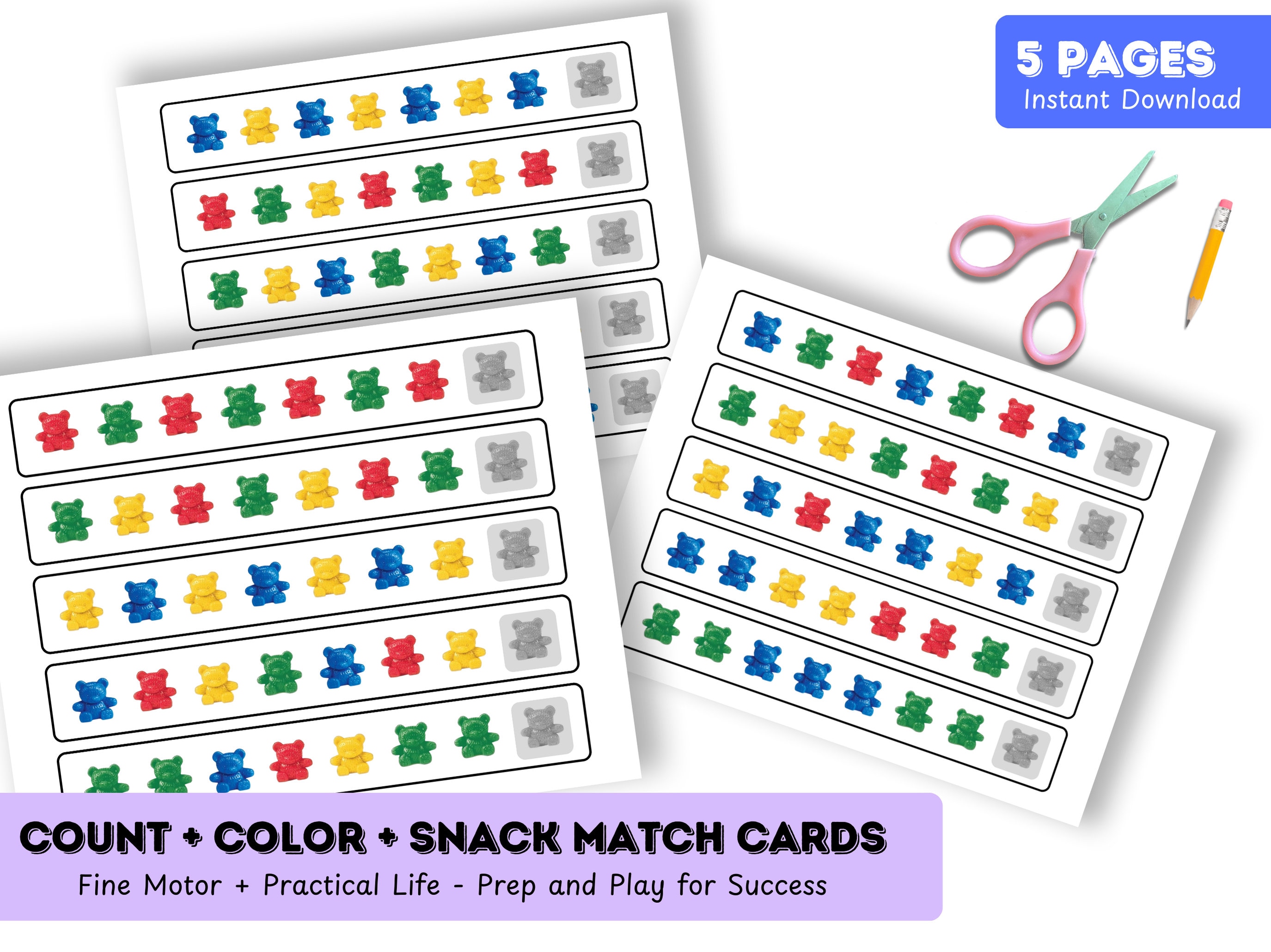 Sequence Match Activity With Bear Counters, Matching Colors, Toddler ...