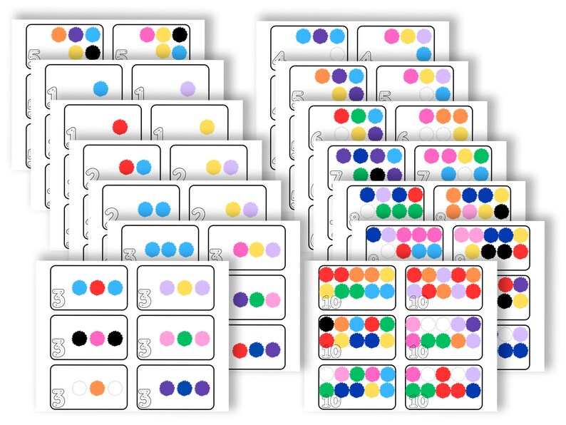 Counting and Color Activity With Pompoms, Numbers 1-10, Matching Colors ...