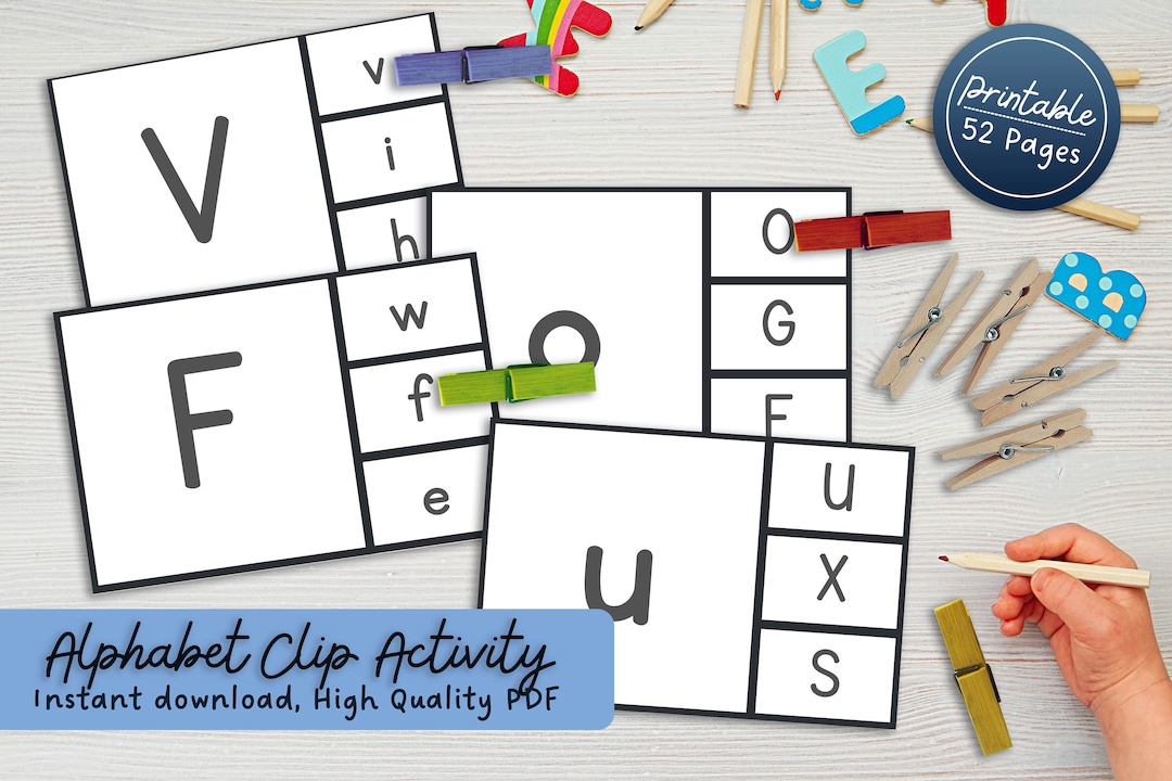 Alphabet Clip Cards Peg It Flash Cards, Peg It, Clip Cards, Educational ...