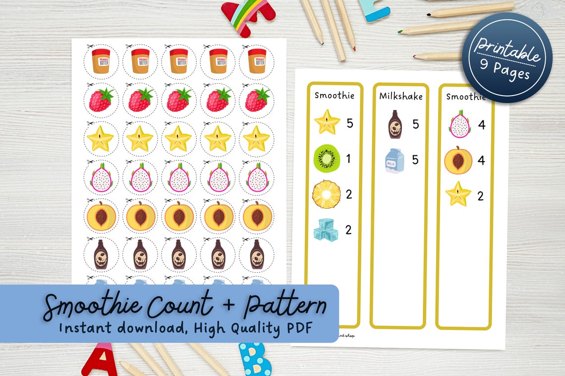 Recipe Pretend Play Pre-school Activity Counting Games Match - Etsy