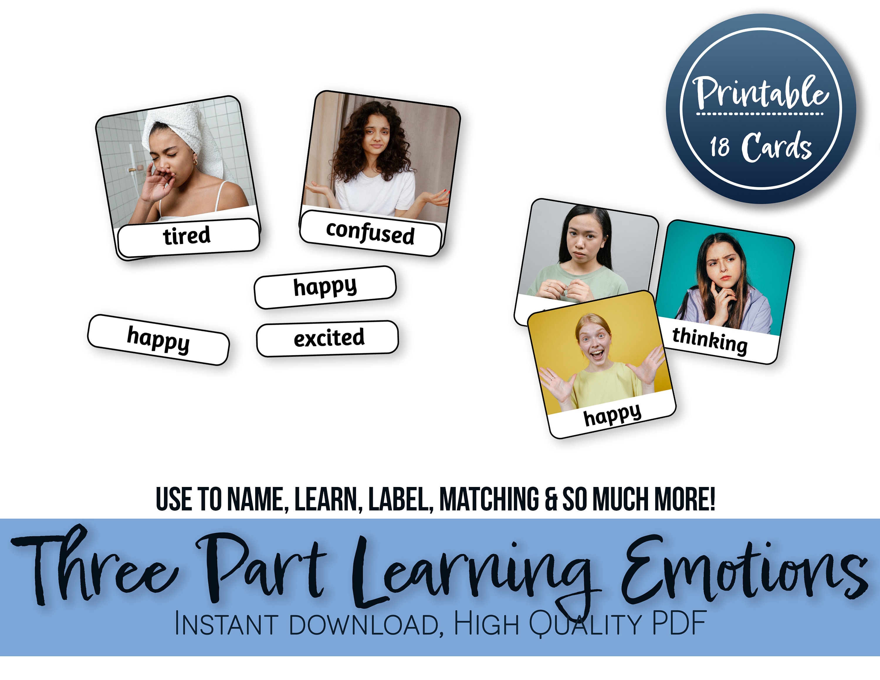 Emotion Cards | Social Emotional Home School 3 Part Nomenclature ...