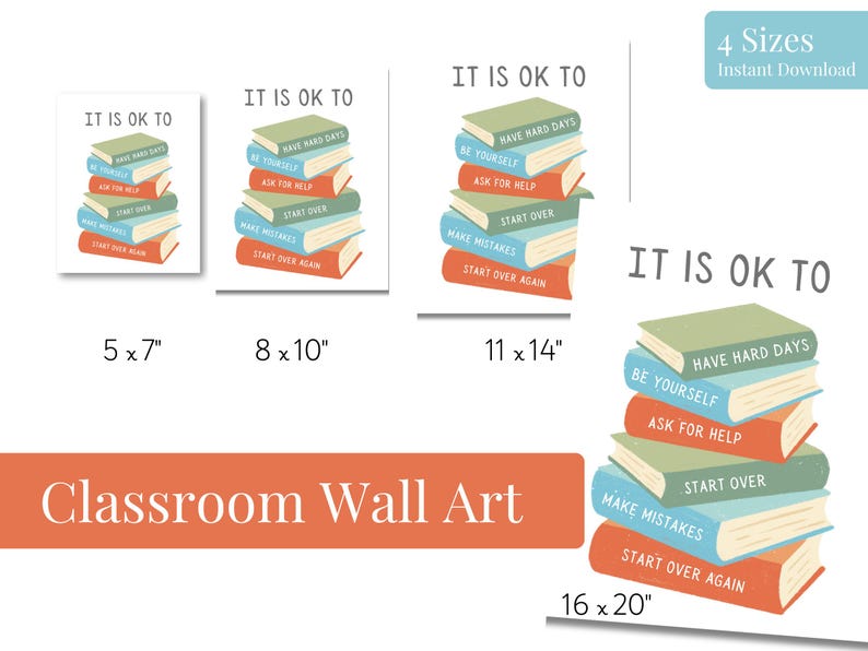 It's Okay to Not Be Okay Poster, Motivational Kids Art, Classroom ...