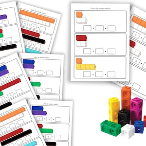 Addition With Snap Cubes 37 Cards, Math Centers, Counting Activity ...