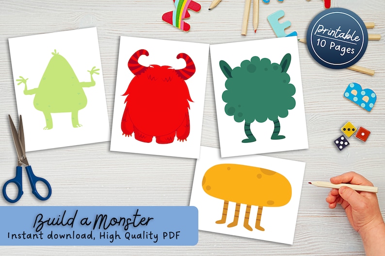 Build a Monster | Cut and Paste Fall Activity Cutting Practice Toddler ...