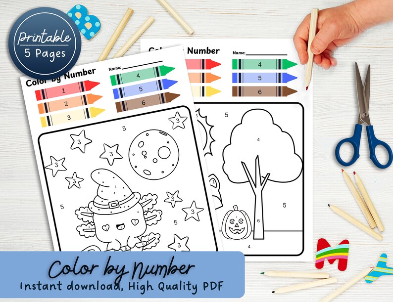 Pre-k Color by Number Printable Worksheet, Educational Activity ...