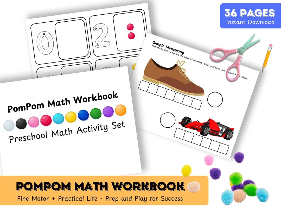 Pompom Learning Mats Counting 1-20 Math Center Activity - Kindergarten ...
