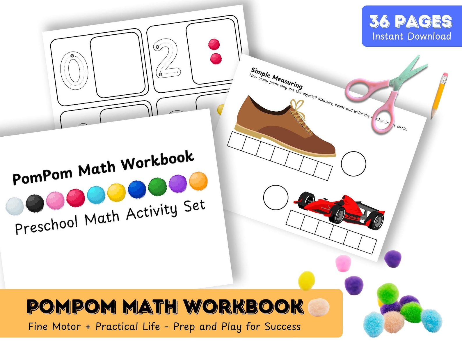 Pompom Learning Mats Counting 1-20 Math Center Activity - Kindergarten ...