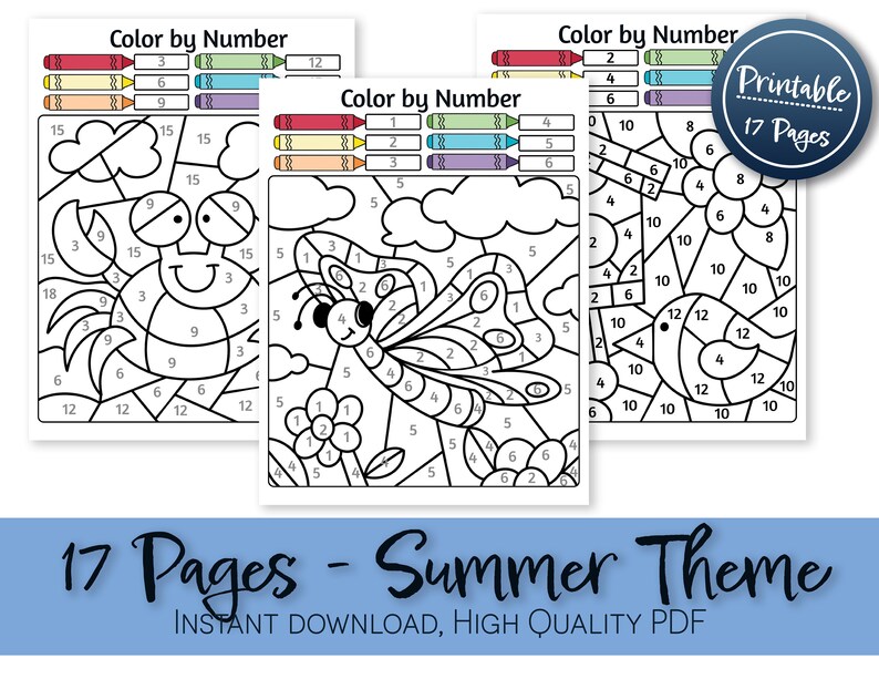 Pre-k Color by Number Printable Worksheet, Educational Activities ...