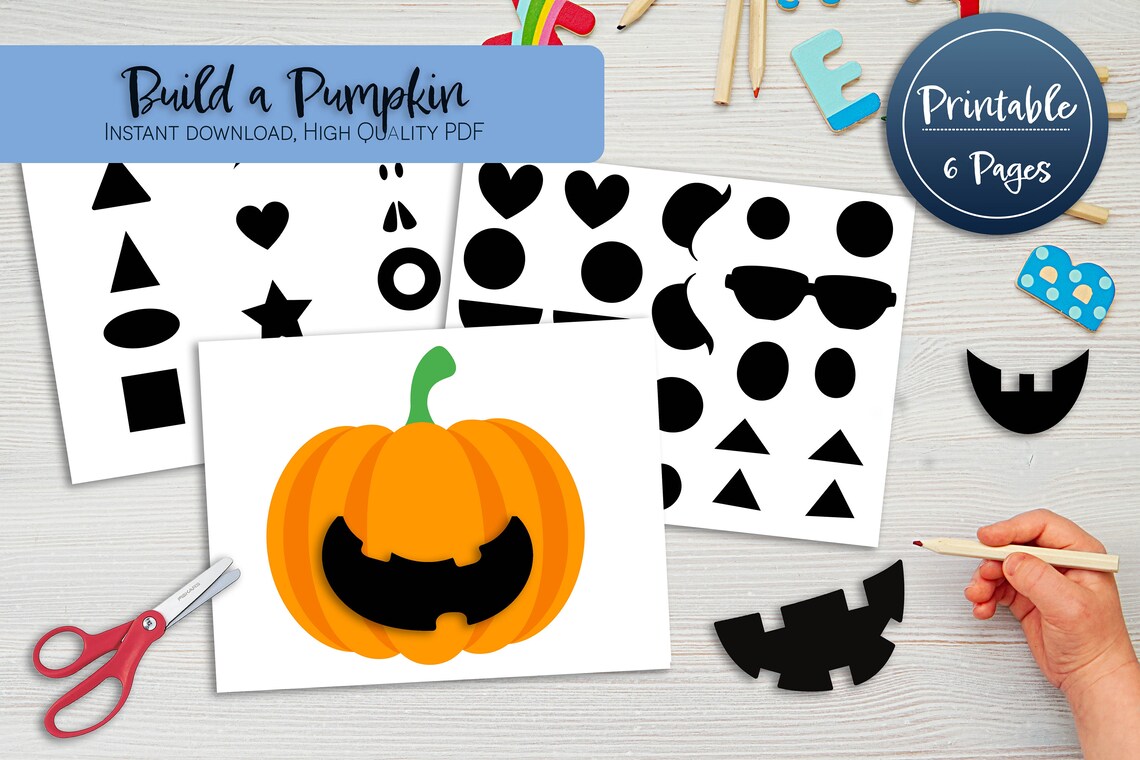 Build a Pumpkin Cut and Paste Fall Activity Early Shapes - Etsy