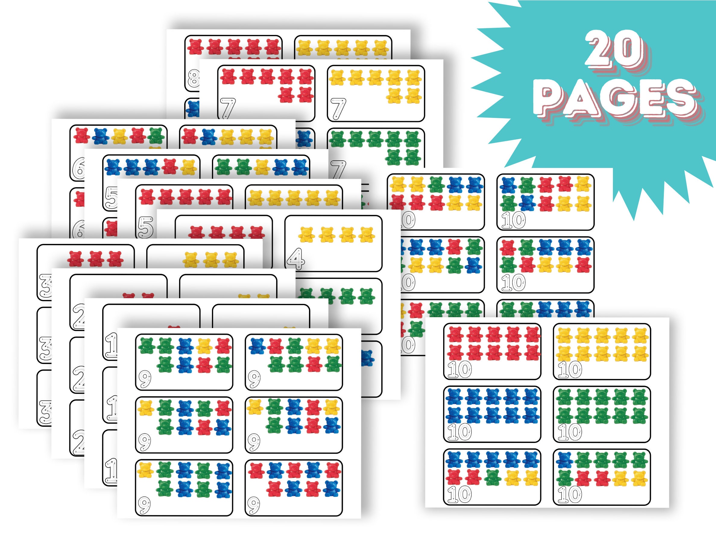 Count and Color Activity With Bear Counters Numbers 1-10, Matching ...