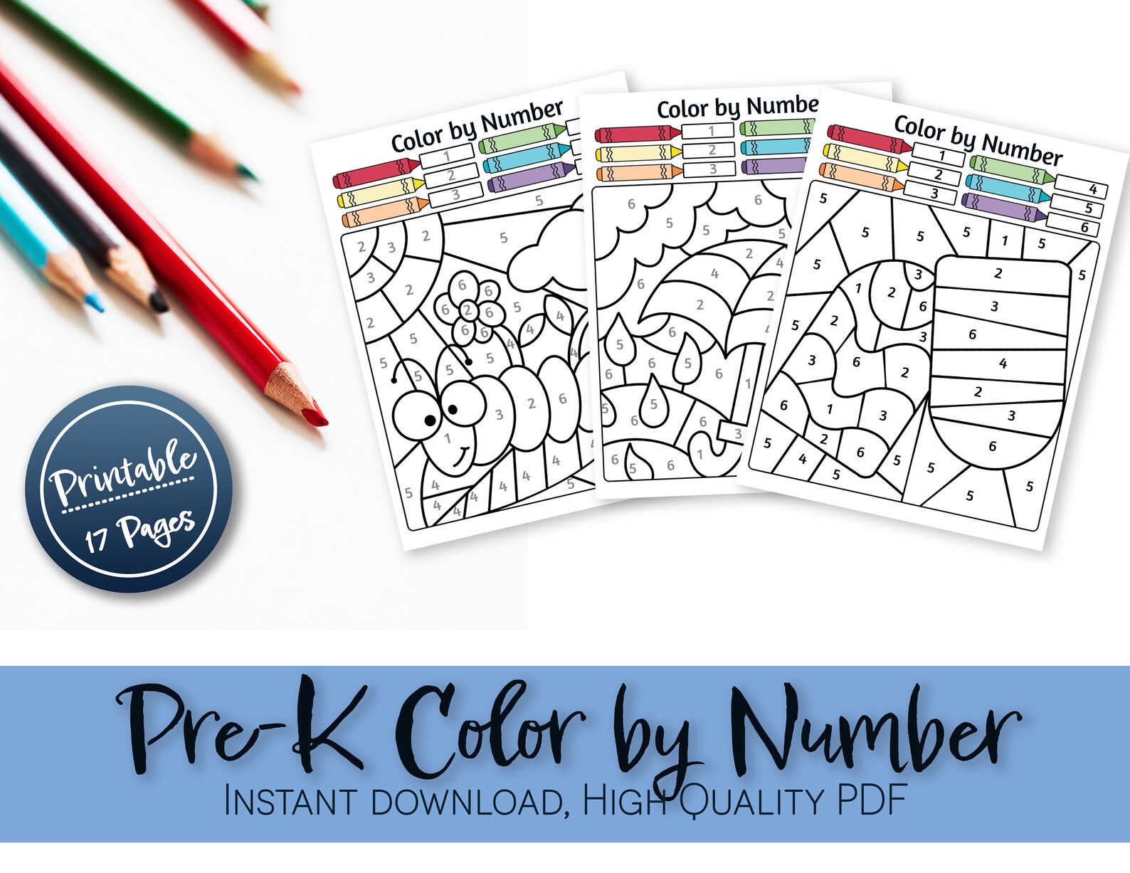 Pre-k Color by Number Printable Worksheet, Educational Activities ...