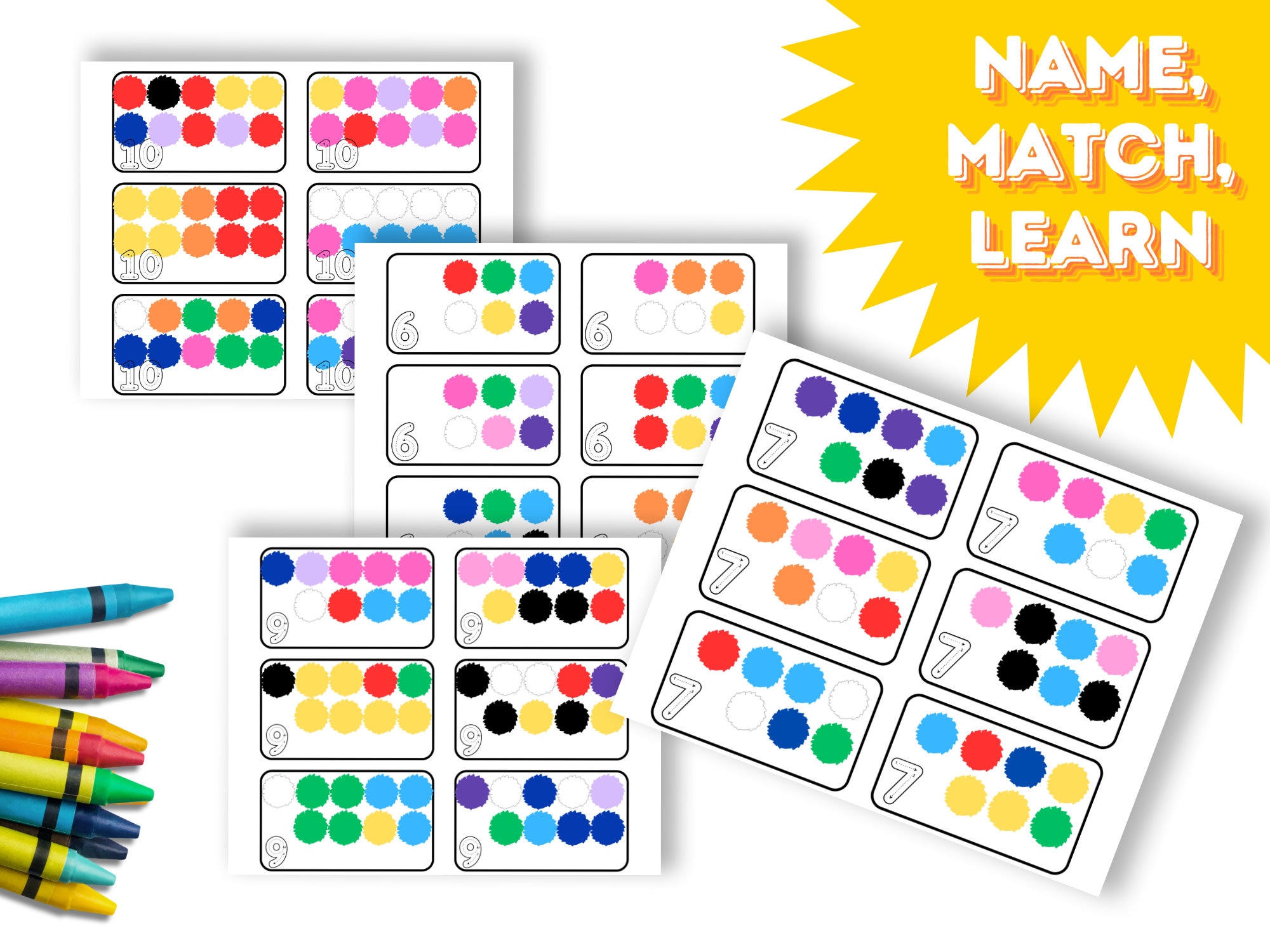 Counting and Color Activity With Pompoms, Numbers 1-10, Matching Colors ...