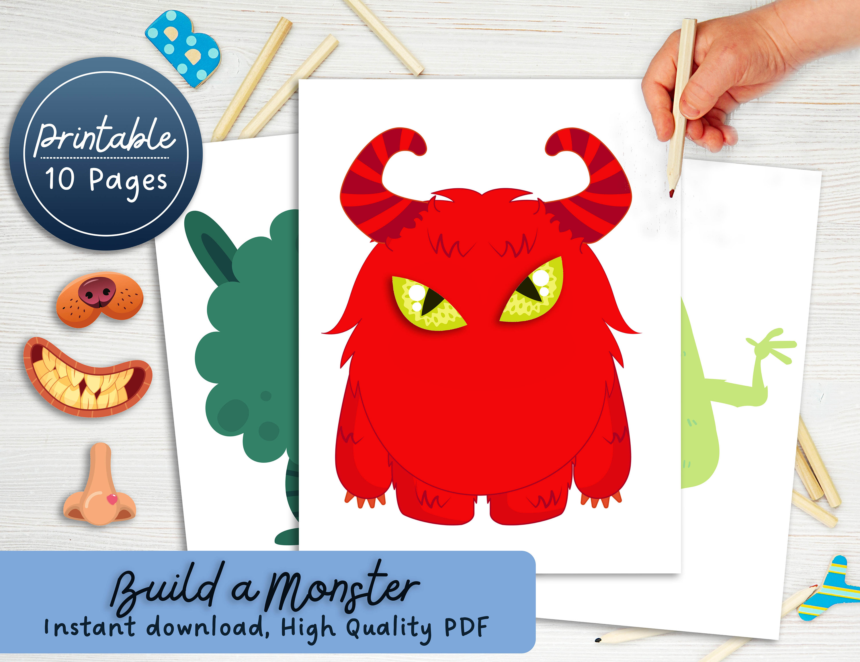 Build a Monster | Cut and Paste Fall Activity Cutting Practice Toddler ...