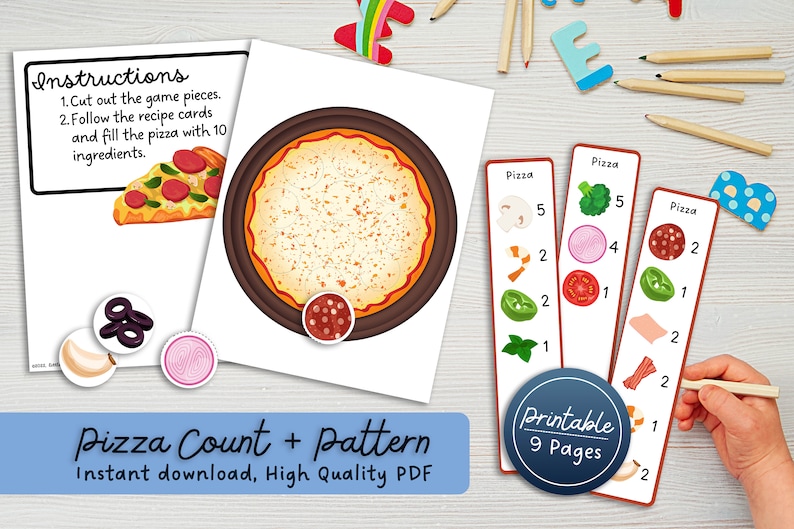 Pizza Recipe Pretend Play | Pre-school Activity Counting Game Match ...