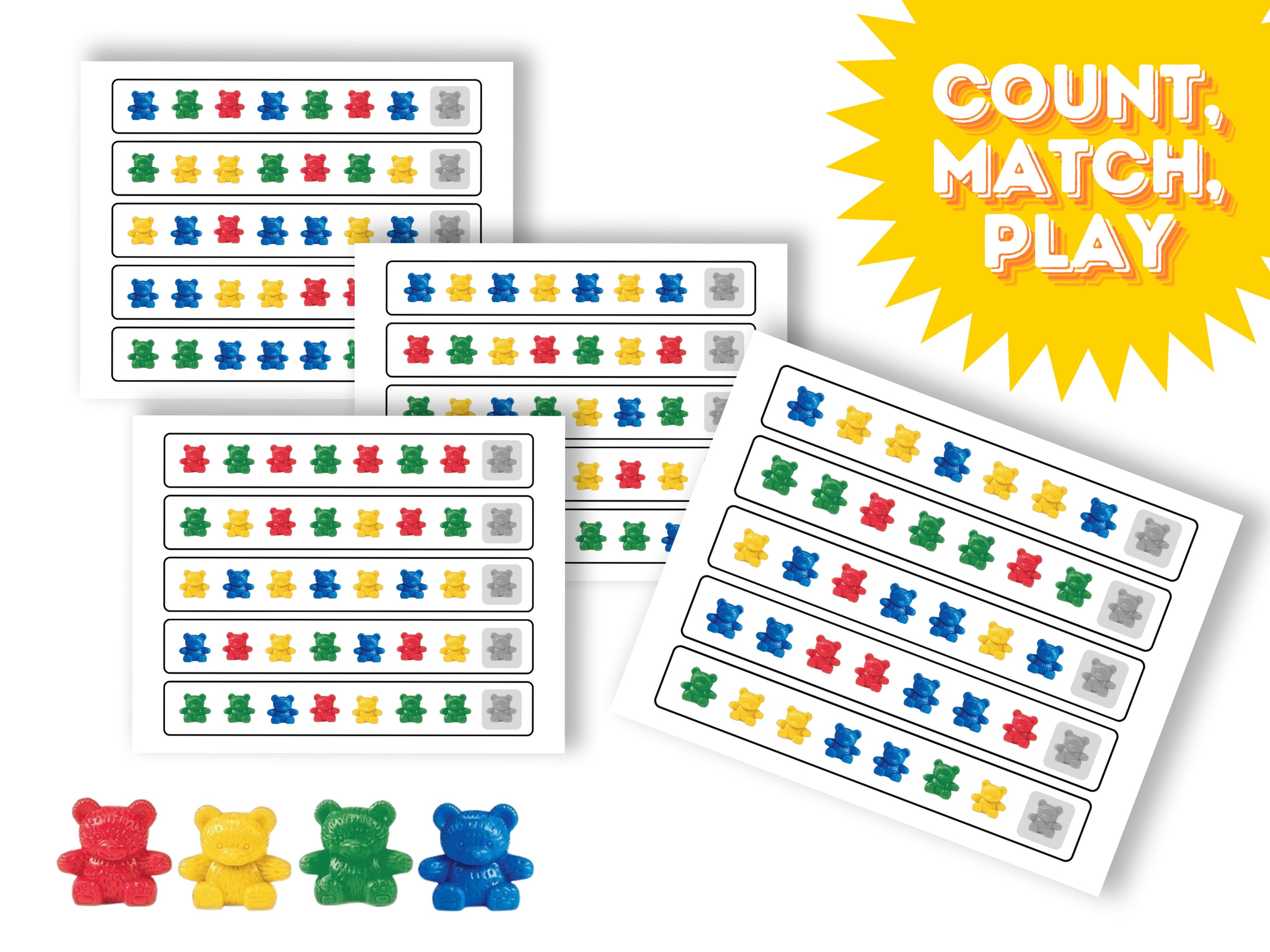 Sequence Match Activity With Bear Counters, Matching Colors, Toddler ...