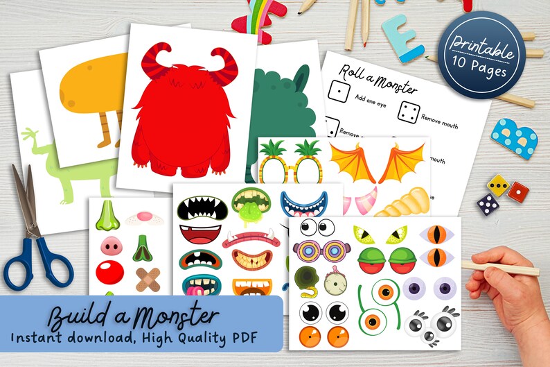 Build a Monster | Cut and Paste Fall Activity Cutting Practice Toddler ...