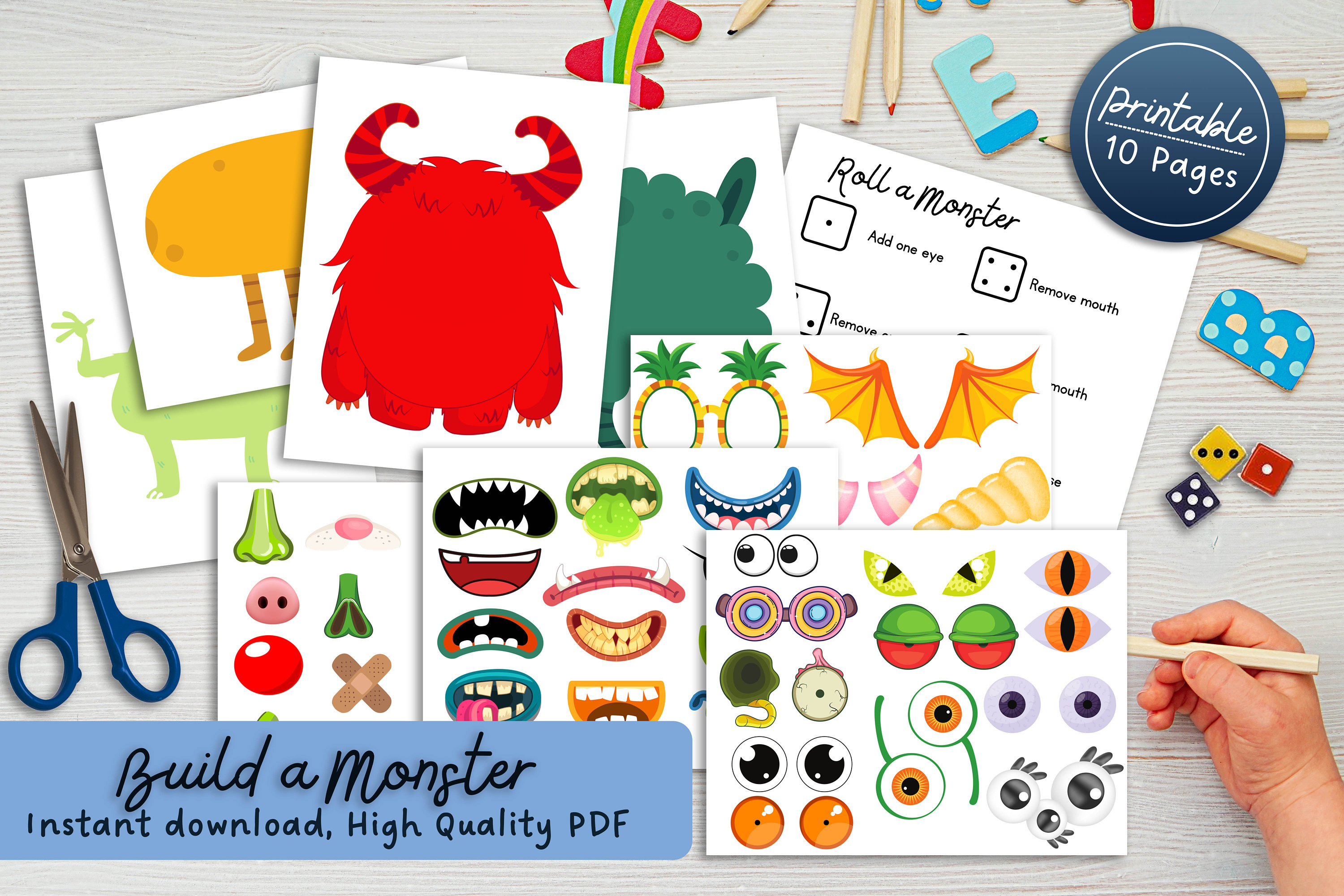 Build a Monster | Cut and Paste Fall Activity Cutting Practice Toddler ...