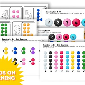 Pompom Learning Mats Counting 1-20 Math Center Activity - Kindergarten ...