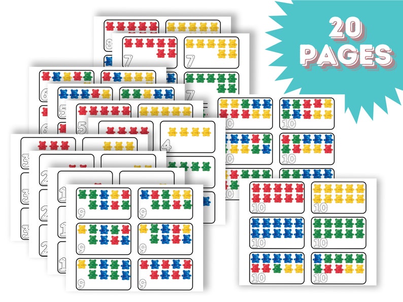 Count and Color Activity With Bear Counters Numbers 1-10, Matching ...