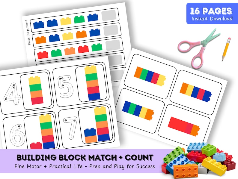 Building Brick Templates, Toddler Busy Bag Activities, Preschool ...