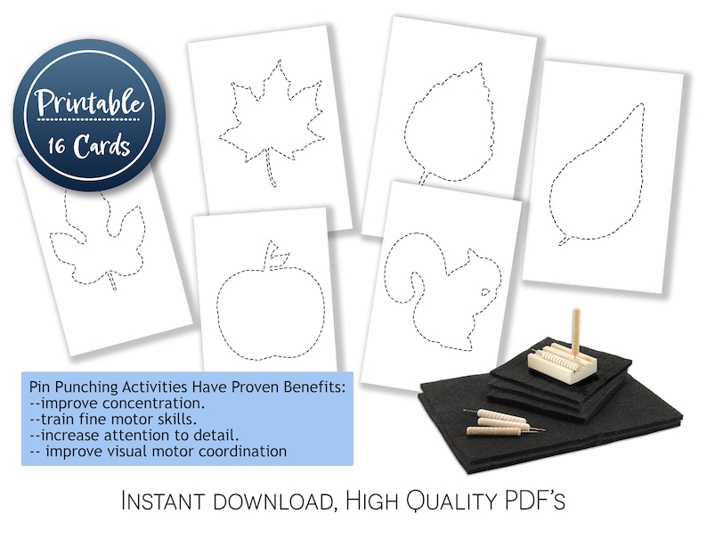 Montessori Fall Pin Punch Activity | Fine Motor Preschool Toddler ...