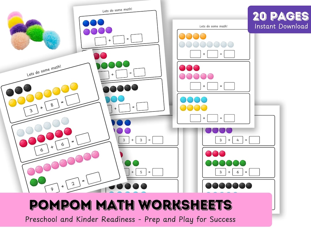 Addition With Pompoms 37 Cards, Math Centers, Counting Activity ...