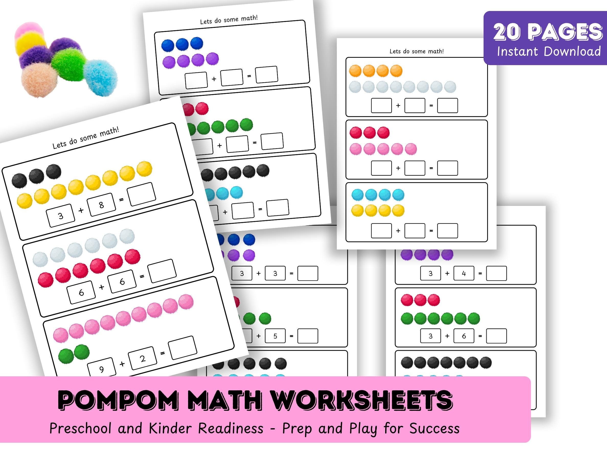 Addition With Pompoms 37 Cards, Math Centers, Counting Activity ...