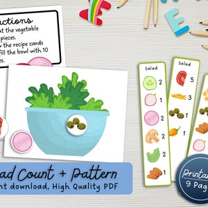 Salad Recipe Pretend Play | Pre-school Activity Counting Game Match ...