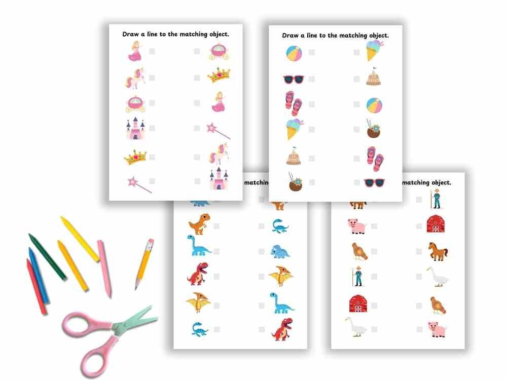 Matching Worksheets | Match the Picture, Kindergarten Preschool ...
