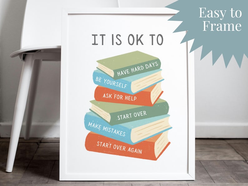 It's Okay to Not Be Okay Poster, Motivational Kids Art, Classroom ...