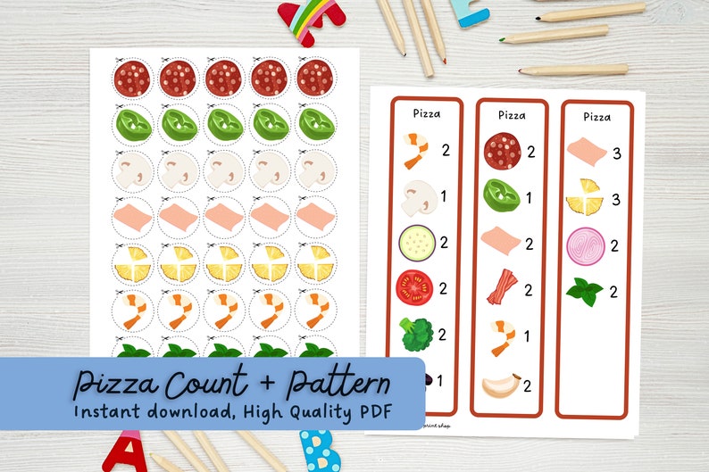 Pizza Recipe Pretend Play | Pre-school Activity Counting Game Match ...