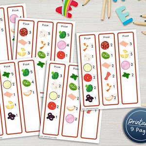 Pizza Recipe Pretend Play | Pre-school Activity Counting Game Match ...