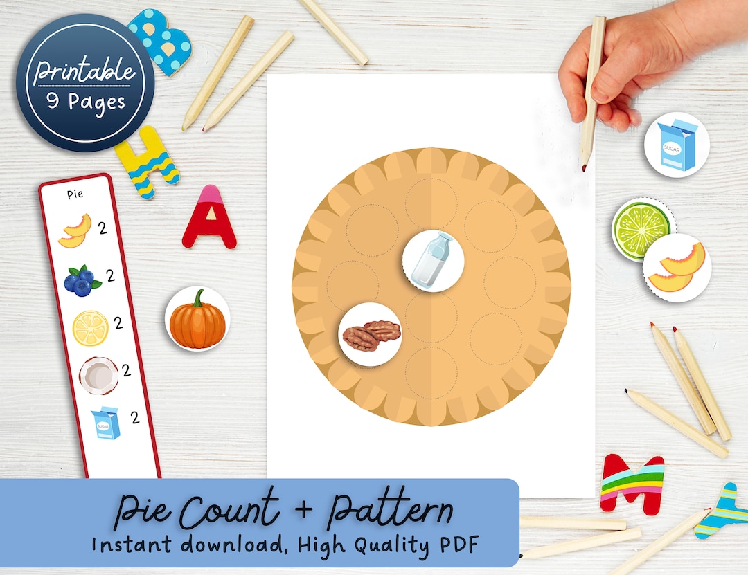 Pie Recipe Pretend Play | Pre-school Activity Counting Game Match ...