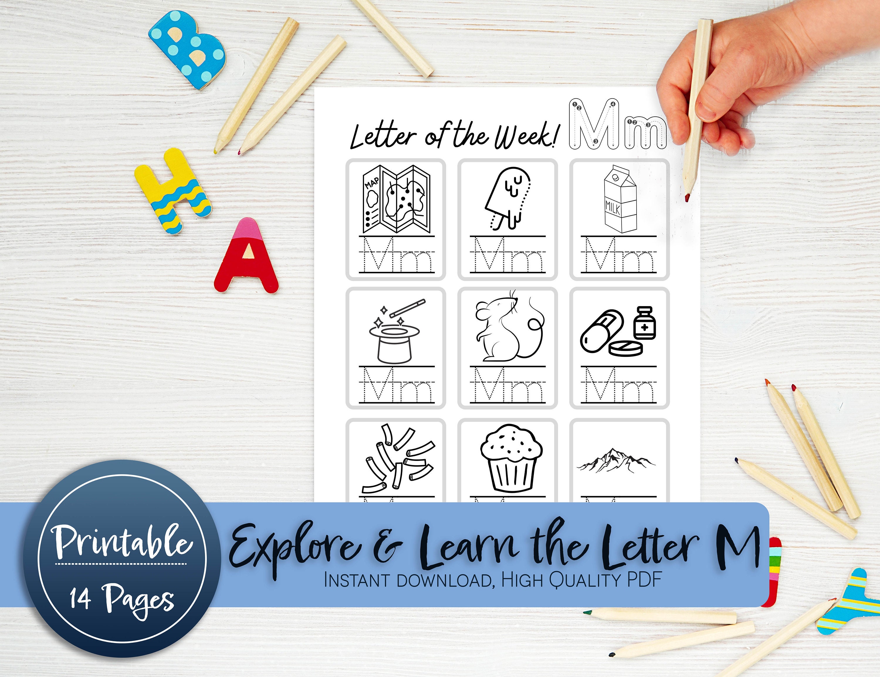 Letter of the Week M Alphabet Learning Preschool - Etsy