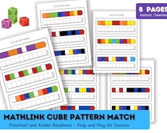 Printable Snap Cube Pattern, Color Pattern, Pattern Copy Cards, Counting or Connecting Cubes ...