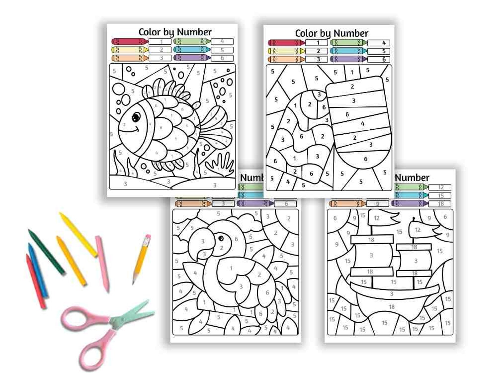 Beginner Color by Number Printable Worksheet, Educational Activities ...