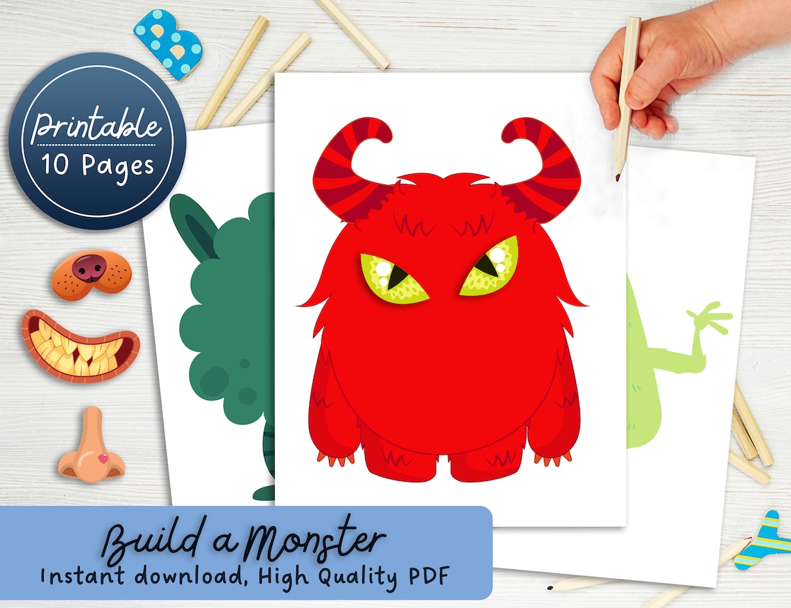 Build a Monster | Cut and Paste Fall Activity Cutting Practice Toddler ...