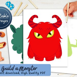 Build a Monster | Cut and Paste Fall Activity Cutting Practice Toddler ...