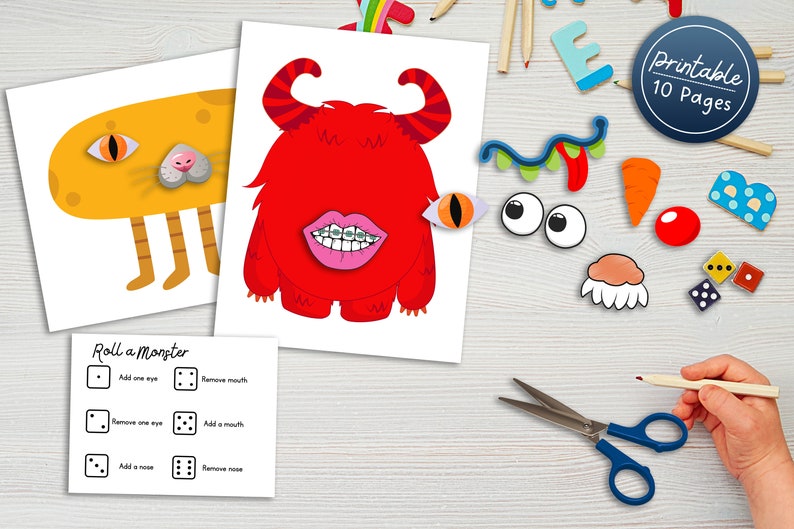 Build a Monster | Cut and Paste Fall Activity Cutting Practice Toddler ...
