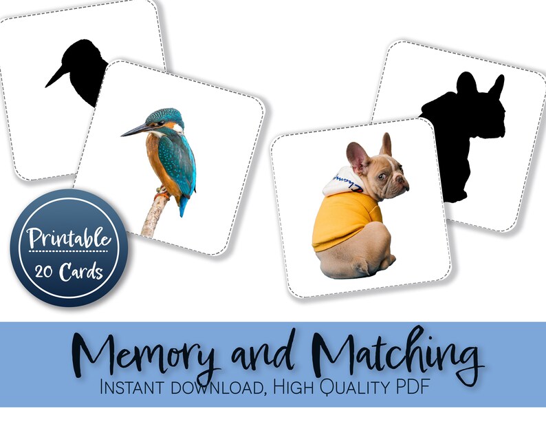 Animal Shadow Matching Cards - Montessori Printable Activity - Toddler ...