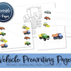 Vehicles Line Toddler Activities & Worksheets - Pre-writing Handwriting ...